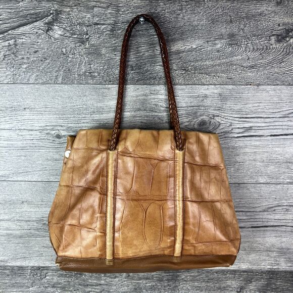 Falor | Bags | Vintage Falor Genuine Brown Leather Tote Shoulder Bag W ...